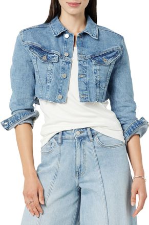 The Drop Jeansjacke für Damen, Nami Ultrakurz geschnitten, Mittleres Indigoblau, S