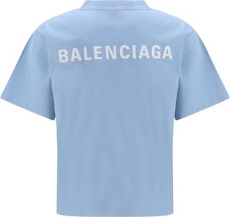 Balenciaga Logo-Printed Cotton T-Shirt - Blue