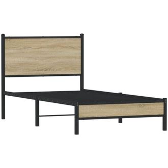 vidaXL Metallbett ohne Matratze Sonoma-Eiche 75x190 cm Vidaxl