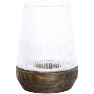 Light & Living Light&living - minas Windlicht aus klarem Rippenglas auf dunklem