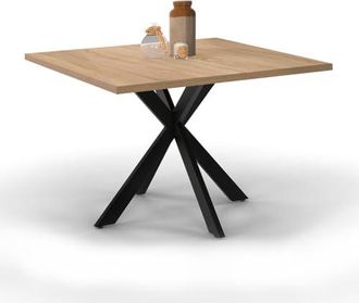 IDMarket Table Basse carr&eacute;e Alix 70 cm Pied araign&eacute;e Bois et Noir