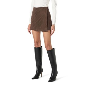 The Drop Damen Kamila A-Linie Mini Skort Faux Suede Hot Fudge 3XL Große Größen