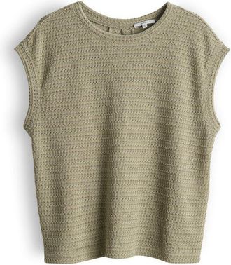 OPUS Kurzarmshirt Spunki coastal aus Jersey mit Crochet Optik Lochmuster, leichte Transparenz, weicher Griff, Casual