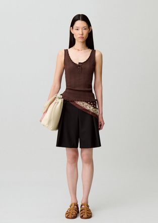 Claudie Pierlot Pointelle-Stricktop mit Volant