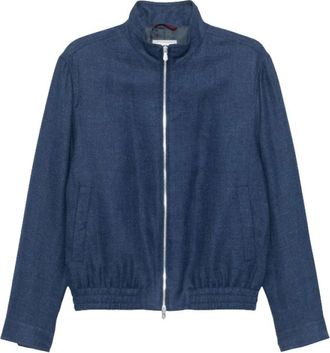Brunello Cucinelli Veste Bomber en Serg&eacute; - Homme - Vestes - Bleu - Taille: 2XL