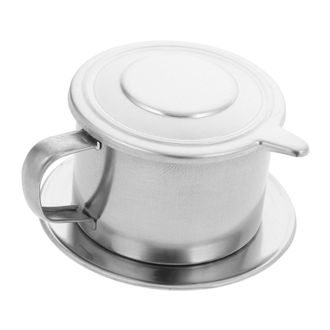 Cabilock Edelstahl Kaffeekanne Vietnamesischen Stils Wiederverwendbar F&uuml;r Zuhause Und B&uuml;ro Mit Deckel Und Griff Einzeltassen-kaffeebr&uuml;hen Pr&auml;zisionsfilternetz