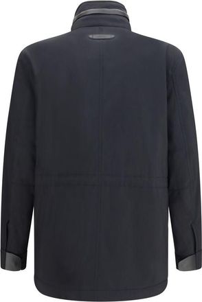 Brioni Mens Blue Wool Oves Aries Full-Length Jacket Clothing