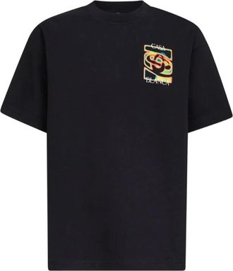 Casablanca Homme, Tops, Noir, Taille: M T-shirt Heat Map
