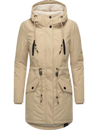Ragwear Damen Wintermantel Warmer atmungsaktiver und wasserdichter Parka mit Teddyfell gef&uuml;ttert und mit Kapuze Elsien YOUMODO Taupe Gr. 3XL