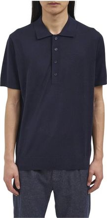 Paolo Pecora Homme, Tops, Bleu, Taille: S Polo en maille de soie A006F200