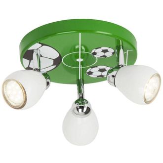 Brilliant lampe Soccer LED Spotrondell 3flg blanc / vert-noir-blanc 3x LED-PAR51, GU10, 3W lampes &agrave; r&eacute;flecteur LED incluses, (250lm, 3000K) &Eacute;chelle A