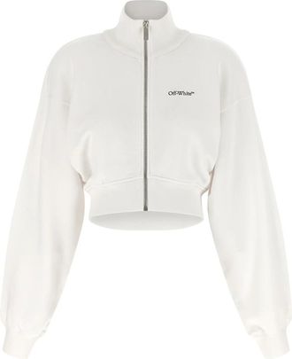 Off-white Femme, Sweatshirts et sweats &agrave; capuche, Blanc, Taille: 40 FR SweaT-shirt zipp&eacute; en coton bross&eacute;