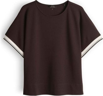 OPUS Sweatshirt Boxy Sweatshirt mit sportlichem Kontrastb&uuml;ndchen Kleine Seitenschlitze, weicher Griff f&uuml;r bequemen Sitz