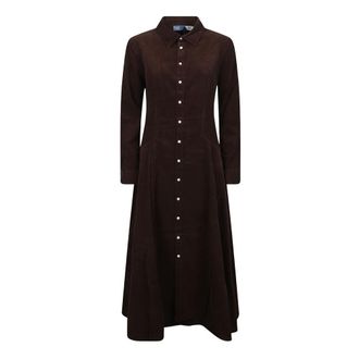 Polo Ralph Lauren Femme, Robes, Brun, Taille: 36 FR Robe Mi-longue &agrave; Col Polo