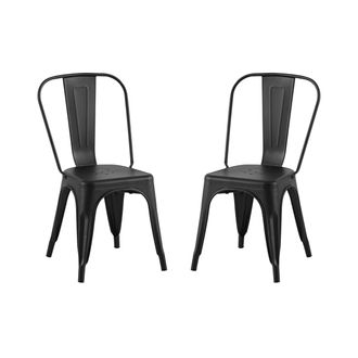 AC Pacific Stapelbare Esszimmerst&uuml;hle aus Metall, 2er-Set, f&uuml;r den Innen- und Au&szlig;enbereich, robuster Stapelsitz, Bauernhausk&uuml;che, Bar, Terrasse, Bistro, Caf&eacute;, In