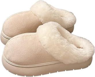 Generic Chaussons confortables en peluche avec un talon de 4 cm, adapt&eacute;s pour une utilisation en int&eacute;rieur et en ext&eacute;rieur, rose clair, 36.5/37 EU