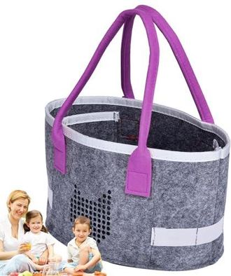 Generic Sac ovale en feutre - Sac de courses polyvalent | Organiseur portable pour lecteur audio avec sac de voyage pliable pour jouets cosm&eacute;tiques artisanat 