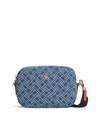 Tommy Hilfiger Mini Bag TOMMY HILFIGER POPETTE CAMERA BAG DENIM FLAG, Damen, Gr. B/H/T: 22,5cm x 15,5cm x 6,5cm, blau, dunkelblau, Baumwolle, Leder, Taschen, Unisex 