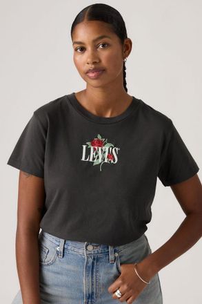 Levi's T Shirt Graphique Boxy - Femme - Noir / Single Rose Serif Logo Dark Phantom - XS