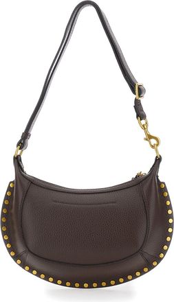 Isabel Marant Womens Crossbody Bag Oskan Moon-Gz Brown Leather And Technical Fabric Shoulder