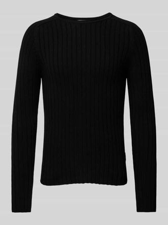 Review Strickpullover mit geripptem Rundhalsausschnitt