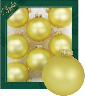 Krebs Glas Lauscha Weihnachtsdekoration/Christbaumschmuck aus Glas - Unifarbende Kugeln Goldsamt - Menge: 8 Stück - Farbe: Satin-Gold - Größe: ca. 7 cm