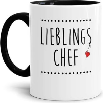 Tassendruck Chef-Tasse Lieblings Chef Beruf/Boss/Lustig/Spruch/Geschenk-Idee/Arbeit/Büro/Innen & Henkel Schwarz