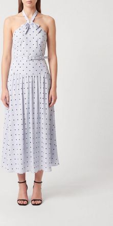 Alessandra Rich A-Linien-Midikleid von aus Seide mit Polka-Dots und Neckholder