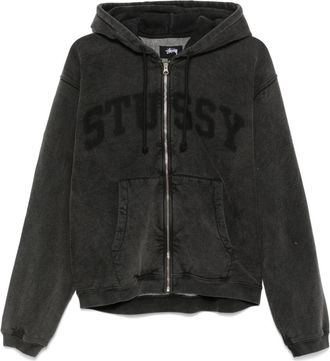 St&uuml;ssy Kapuzenjacke mit ausgeblichener Grafik - Schwarz