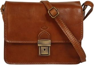 Piké Sac à bandoulière Femme cuir véritable | Fabriqué en Italie, sac bandoulière, sac messager, sac à main marron foncé, 2 compartiments principaux, fermo
