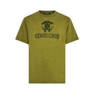 Roberto Cavalli Homme, Tops, Vert, Taille: S T-shirt avec Monogramme RC