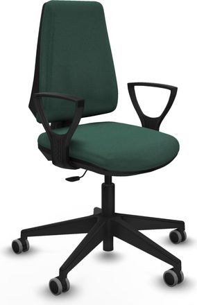 Piqueras y Crespo Elche Schreibtischstuhl mit festen Armlehnen, ausgestattet mit Permanentkontakt und Schneidschaum, 65 mm Rollen, Parkett, Flaschengr&uuml;n