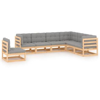 vidaXL 7-tlg. Garten-Lounge-Set mit Kissen Massivholz Kiefer Vidaxl
