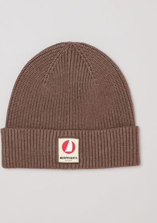 Murphy & Nye Beanie-M&uuml;tze aus Baumwolle mit Umschlag und Logo-Patch