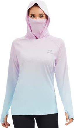 Bassdash FS23W Chemise &agrave; Capuche de P&ecirc;che UPF 50+ pour Femme avec Masque Facial et Trous pour Les Pouces