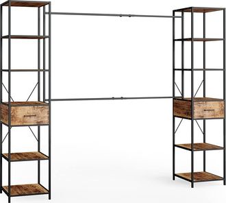 Vicco Kleiderschrank Fyrk, Fl&uuml;gelt&uuml;renschrank, Eiche rustikal/Schwarz, 180 x 187 cm