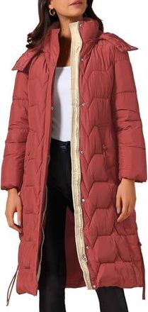 Allegra K Manteau DHiver Long Femme Matelass&eacute; &agrave; Capuche Doudoune Zipp&eacute;e V&ecirc;tements DExt&eacute;rieur Rouge M