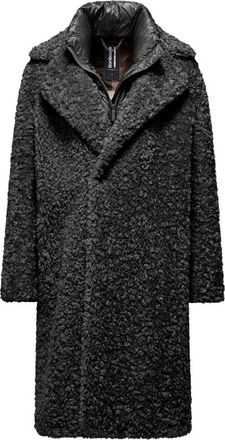 Bomboogie Femme, Manteaux, Noir, Taille: 38 FR Long Faux Fur Coat with Lapels