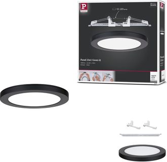 Paulmann 93097 LED Panel Einbaupanel 2in1 Cover-it 225mm rund incl. 1x16,5 W Tageslichtwei&szlig; Schwarz Kunststoff Deckenleuchte 4000 K