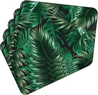 MG Design Set aus 6 Kork-Platzsets - Tropical Leaves 3 - 30 x 40 cm - hitzebeständig & abwischbar, mit Korkrückseite