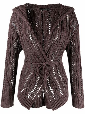 Fabiana Filippi cardigan en maille torsadée à sequins - Marron