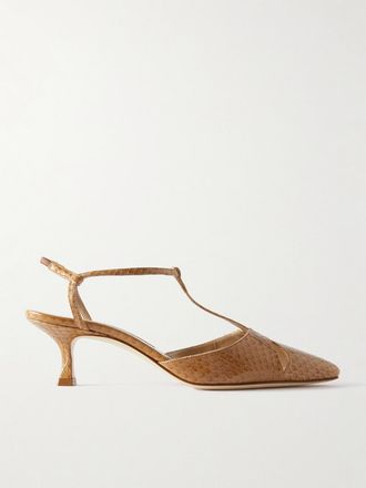 Manolo Blahnik Turgimod 50 Pumps Aus Elapheleder - Braun