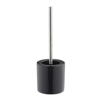 Relaxdays WC Garnitur Keramik, runder Klobürsten-Halter, wechselbarer Bürstenkopf, Bad-Set, HxD 38,5 x 12,5 cm, Grau Porte céramique Brosse tête Changeable poig