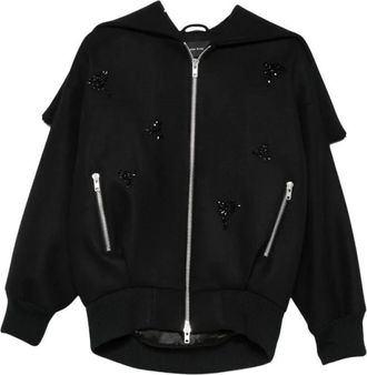 Simone Rocha Verzierter Oversized Split-Kapuzenjacke - - Sweatshirts & Hoodies - Damen - Schwarzk - S