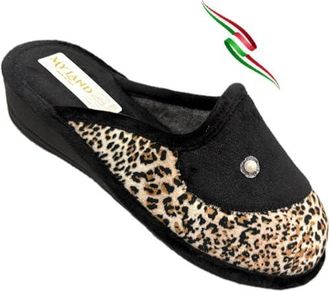 New Confort Leopardata My7and PERLA Sandales dhiver pour femme &agrave; bout ferm&eacute; double fantaisie et d&eacute;cor, fabriqu&eacute;es en Italie, L&eacute;opard noir, 40 EU