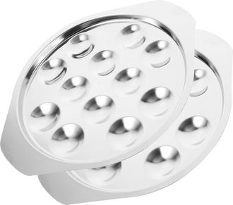 Angoily 2 Stücke Schneckenpfanne, Meeresfrüchte Werkzeug Set 12 Löcher Schneckenpfanne Schneckenschale Schnecken Pfanne Escargot Teller Edelstahl Speisentelle