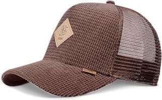 Djinns Waffle Cord (marron) - Casquette trucker en maille filet, marron, taille unique