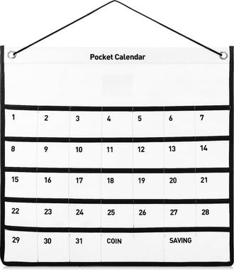 BESPORTBLE Wandkalendertasche aus Wei&szlig;em Vliesstoff mit 1 Monats Kalender H&auml;ngende Aufbewahrungstasche f&uuml;r Medikamente und Kleine Gegenst&auml;nde Platzsparend f&uuml;r B&uuml;