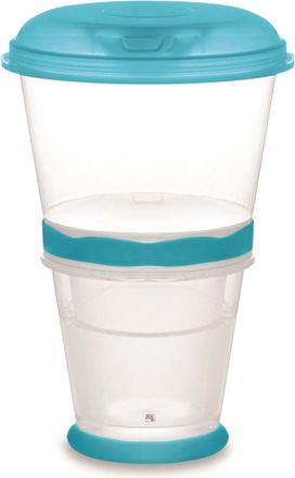 noTrash2003 M&uuml;slibecher-2-go M&uuml;sli Reise Becher mit isoliertem Milchk&uuml;hlfach & L&ouml;ffel 2-go f&uuml;r unterwegs von notrash2003 (T&uuml;rkis)