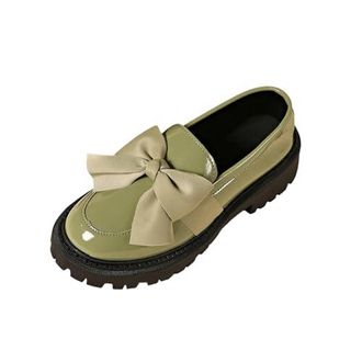 Generic Mocassins pour femme en cuir verni avec noeud - Bout rond - &Eacute;l&eacute;gantes et confortables - Style d&eacute;contract&eacute; - Pour le travail, le bureau, les loisirs, v